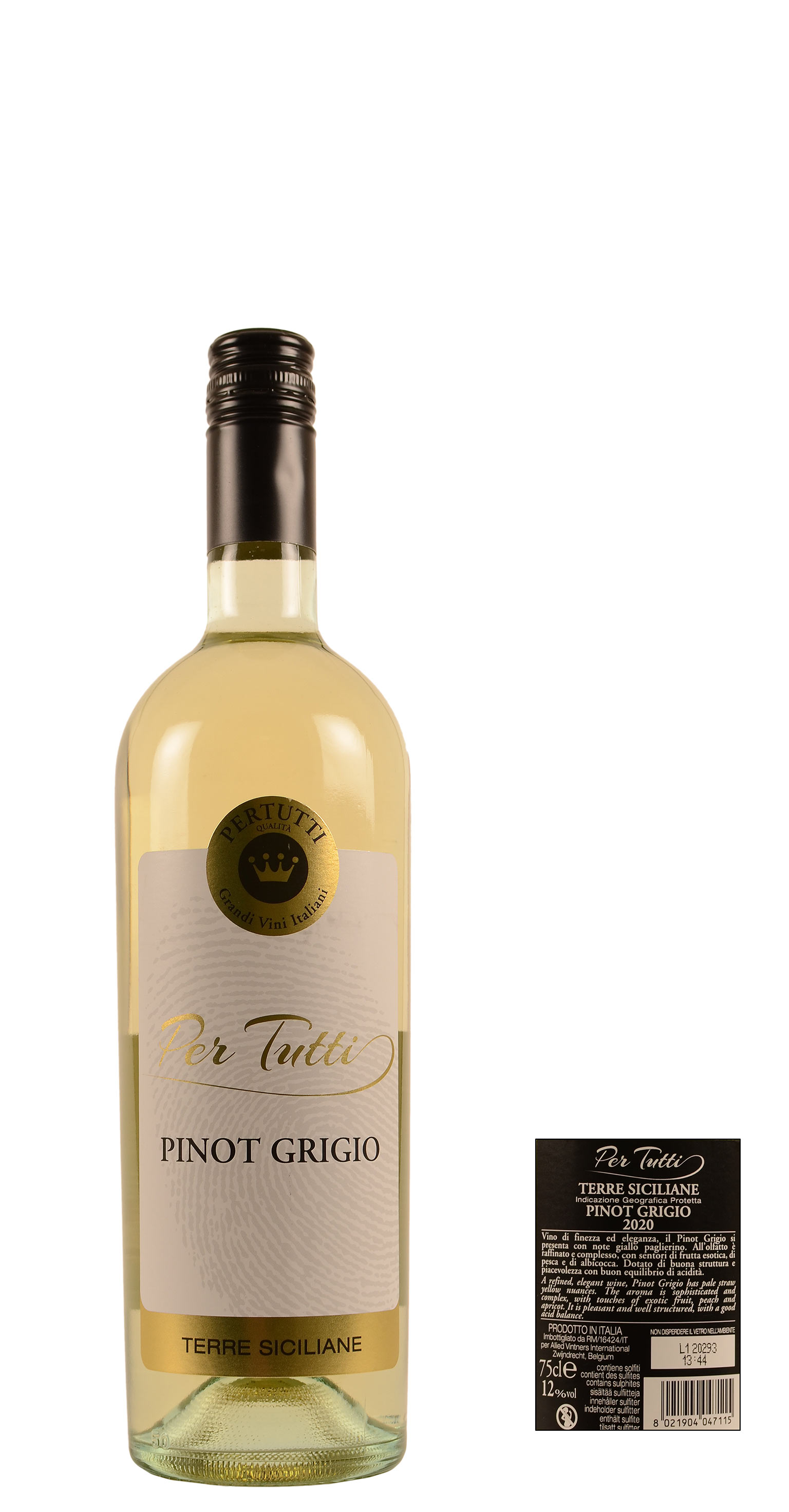 2020 - Per Tutti - Pinot Grigio (Screwcap) - CONIC BOTTLE - 0,75 Ltr ...